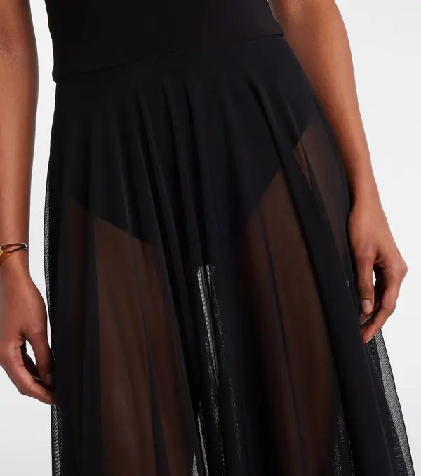 Norma Kamali Off-the-shoulder Sheer Mesh Maxi Dress - Black