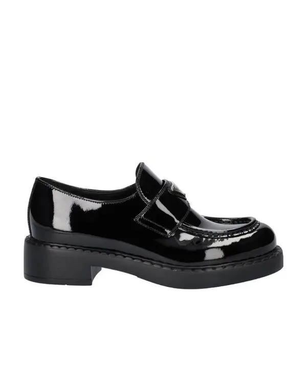 Prada Patent Leather Loafers With Enamelled Logo Detail
