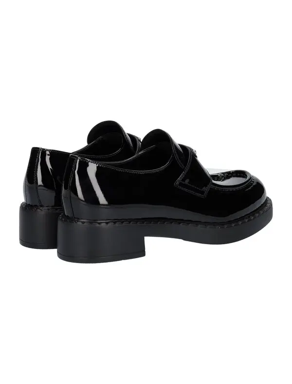 Prada Patent Leather Loafers With Enamelled Logo Detail