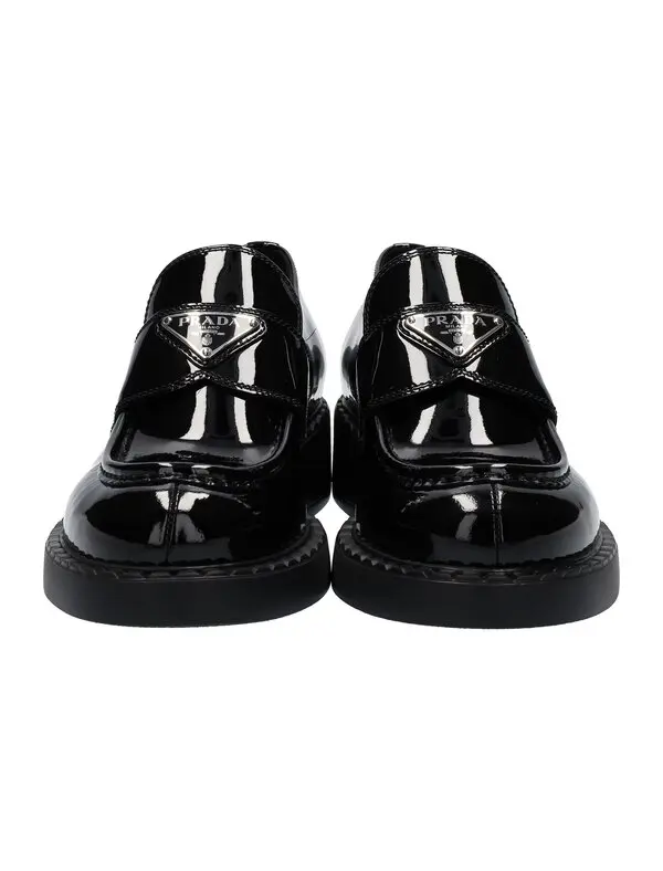 Prada Patent Leather Loafers With Enamelled Logo Detail