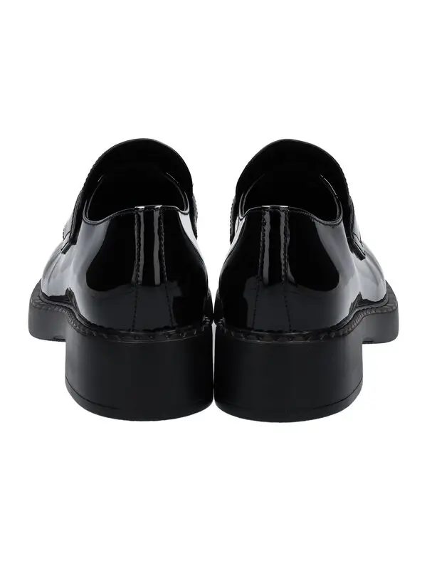 Prada Patent Leather Loafers With Enamelled Logo Detail