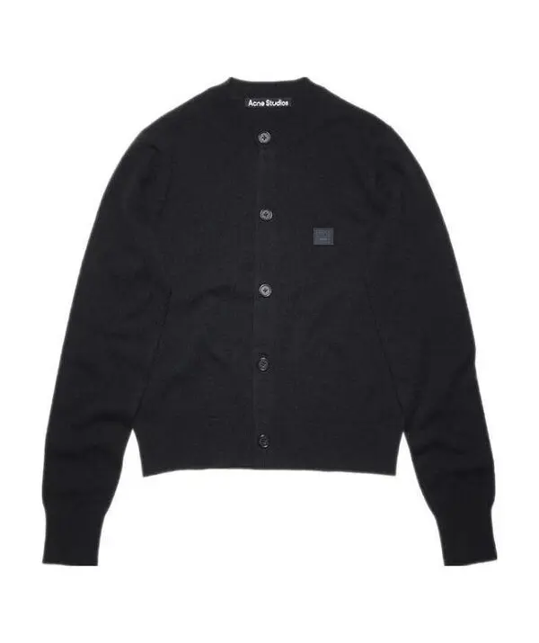 Acne Studios Face Logo Patch Button-up Cardigan - Black