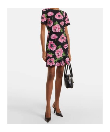 Stella McCartney Floral Silk Minidress - Black