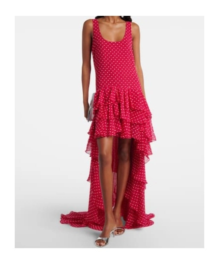 ROTATE BY BIRGER CHRISTENSEN Truut Ruffled Polka Dot Chiffon Midi Dress