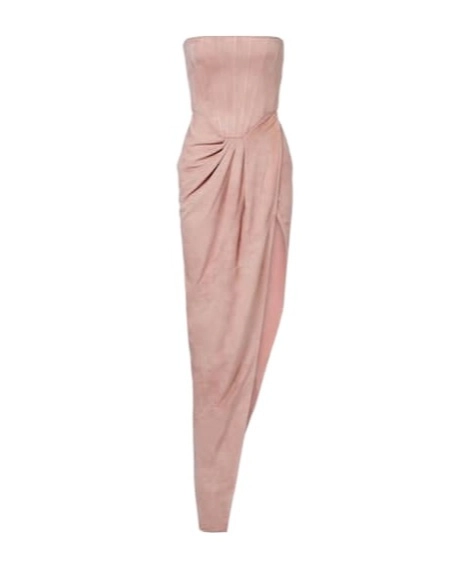 Alex Perry Draped Suede Bustier Dress - Pink