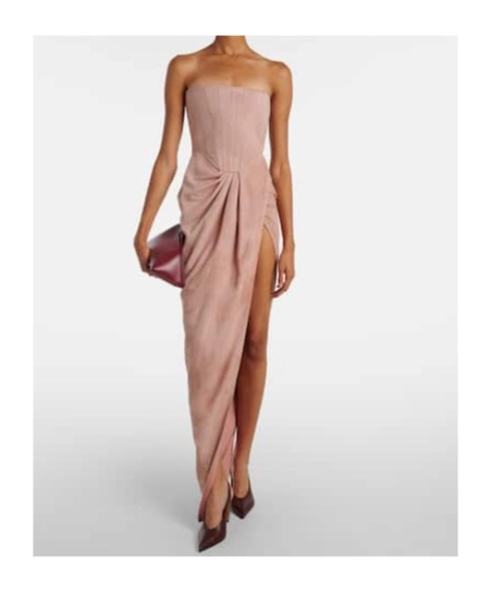 Alex Perry Draped Suede Bustier Dress