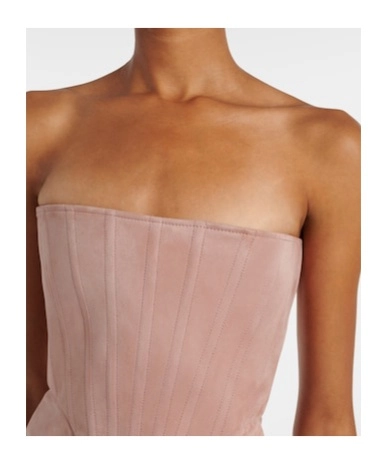 Alex Perry Draped Suede Bustier Dress