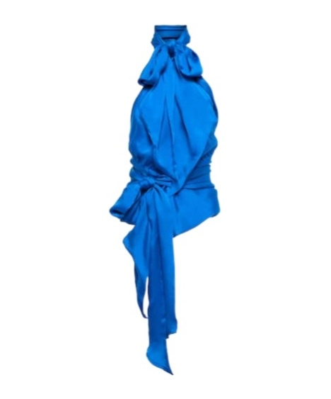 Alexandre Vauthier Silk Charmeuse Tie-neck Top