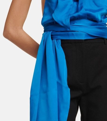 Alexandre Vauthier Silk Charmeuse Tie-neck Top