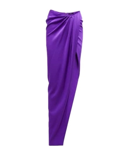Alex Perry Ridley Draped Satin Maxi Skirt - Purple