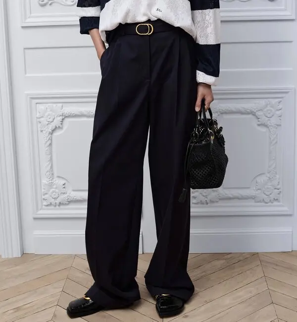 Dior Belted Flared Pants - Black