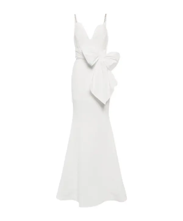 Rebecca Vallance Bridal Genevieve Bow-trimmed Crepe Gown - White
