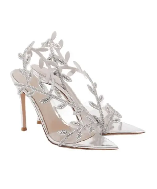 GIANVITO ROSSI Pointed Toe Leather Sandals - Gray