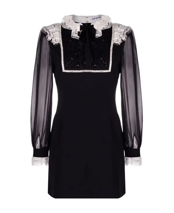 SELF-PORTRAIT Diamante Mini Dress - Black