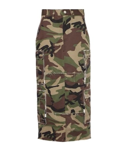 Vetements Camouflage Cotton Cargo Midi Skirt
