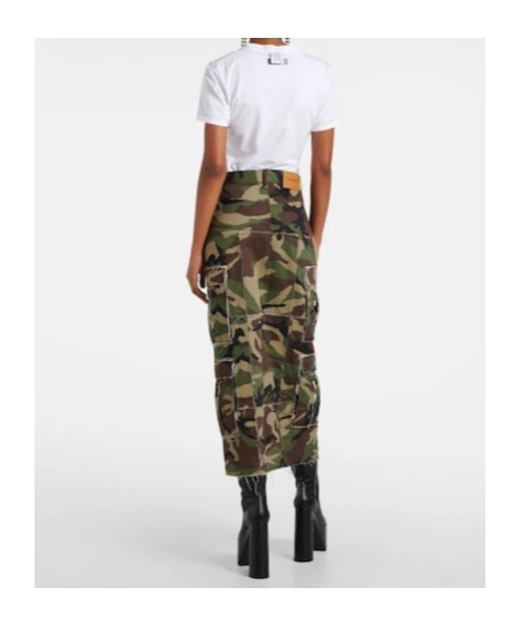 Vetements Camouflage Cotton Cargo Midi Skirt