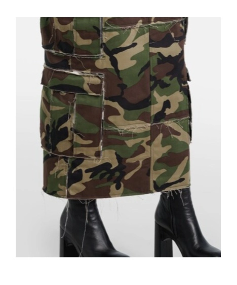 Vetements Camouflage Cotton Cargo Midi Skirt