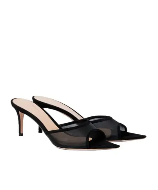 GIANVITO ROSSI Pointed-toe Stiletto Slippers - Black