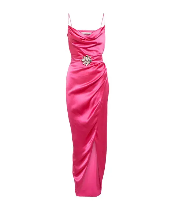 Alessandra Rich Embellished Silk Satin Dress