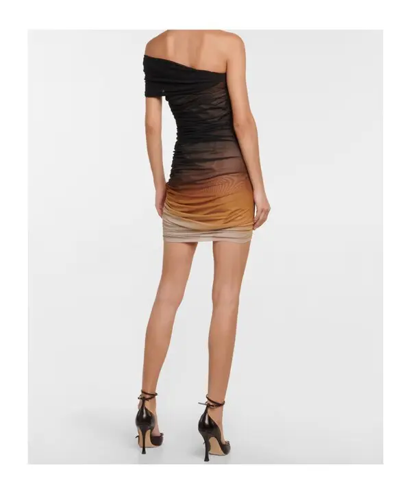 MUGLER Ombré Off-shoulder Mesh Minidress