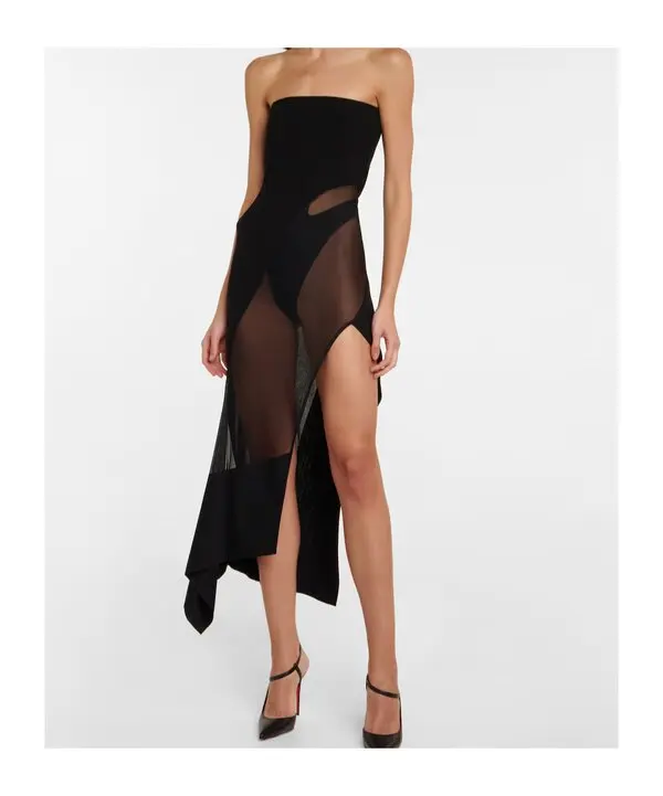 MUGLER Strapless Midi Dress