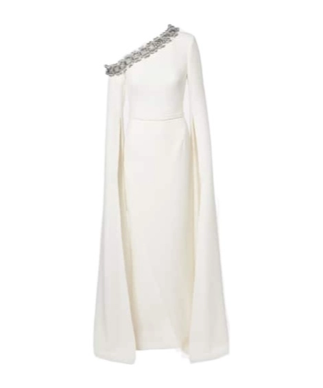 SAFIYAA LONDON Rinna One-shoulder Gown With Cape Sleeves