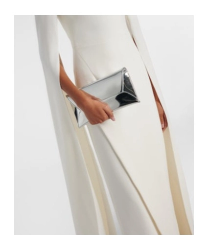 SAFIYAA LONDON Rinna One-shoulder Gown With Cape Sleeves