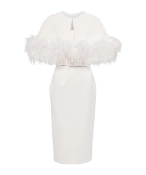 SAFIYAA LONDON Feather-embellished Crepe Midi Dress