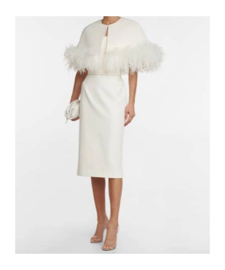SAFIYAA LONDON Feather-embellished Crepe Midi Dress