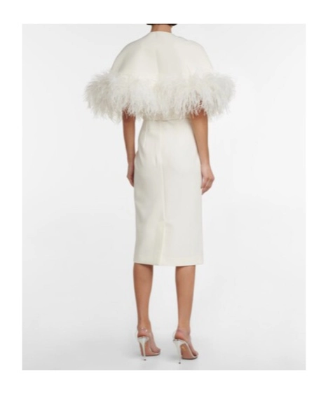 SAFIYAA LONDON Feather-embellished Crepe Midi Dress