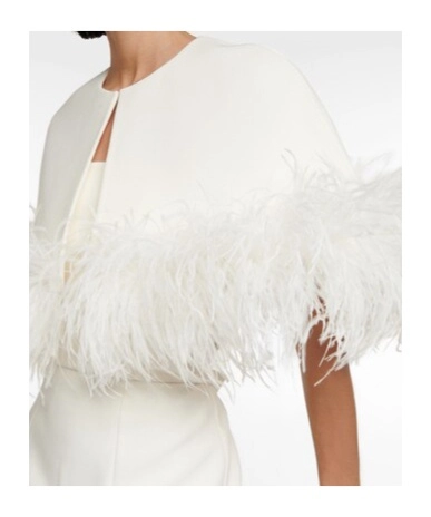 SAFIYAA LONDON Feather-embellished Crepe Midi Dress