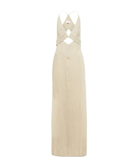Galvan Isola Linen-blend Halterneck Maxi Dress - Nude