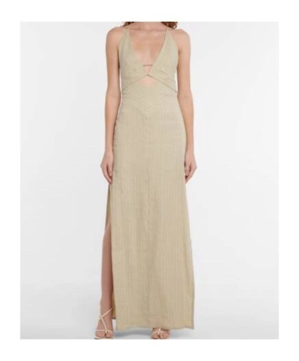 Galvan Isola Linen-blend Halterneck Maxi Dress