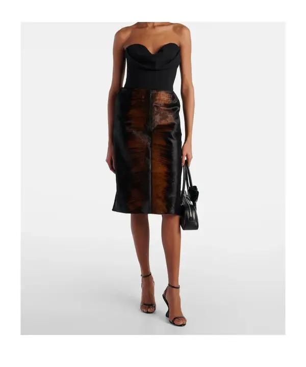 Magda Butrym Printed Calf Hair Pencil Skirt
