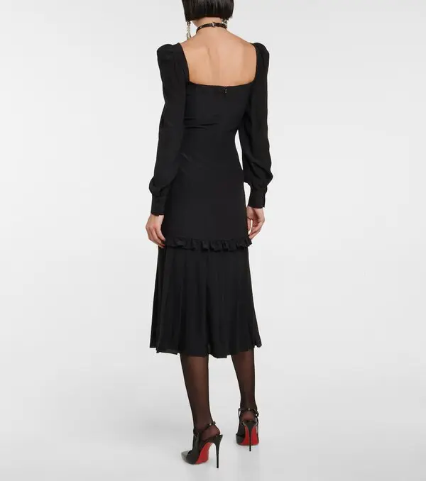 Alessandra Rich Silk Ruched Midi Dress