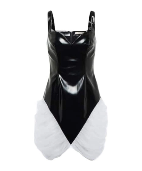 CHRISTOPHER KANE Tulle-trimmed Vinyl Minidress - Black
