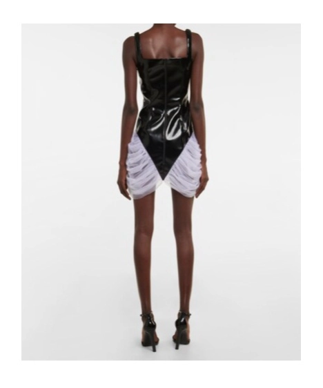 CHRISTOPHER KANE Tulle-trimmed Vinyl Minidress
