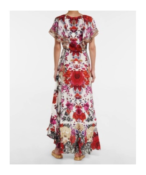 Camilla Floral Ruffled Silk Wrap Maxi Dress - Multicolor
