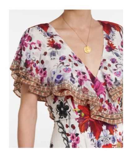 Camilla Floral Ruffled Silk Wrap Maxi Dress - Multicolor