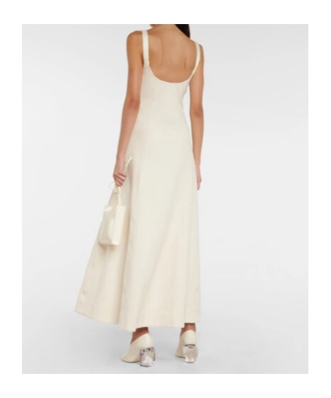 JIL SANDER Cotton-blend Bouclé Midi Dress With Sweetheart Neckline