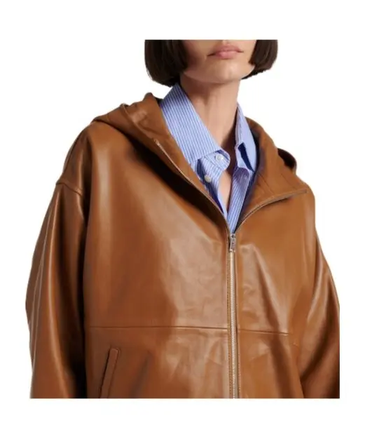 YVES SALOMON Hooded Leather Jacket