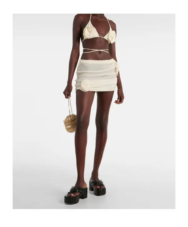 Magda Butrym Floral Appliqué Crepe Mini Skirt