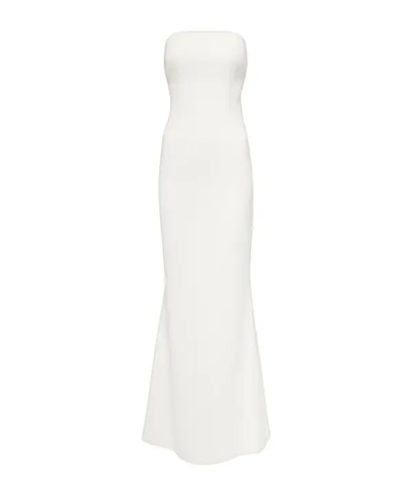 SAFIYAA LONDON Strapless Crepe Gown With Fishtail Hem