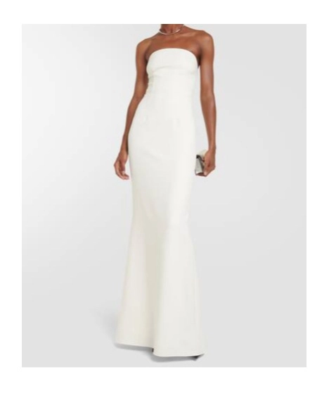 SAFIYAA LONDON Strapless Crepe Gown With Fishtail Hem