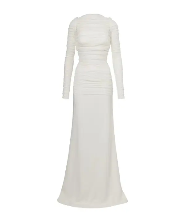 Christopher Esber Bridal Veiled Silk Tulle Gown - White