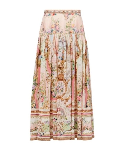 Camilla Gathered Linen And Silk Maxi Skirt
