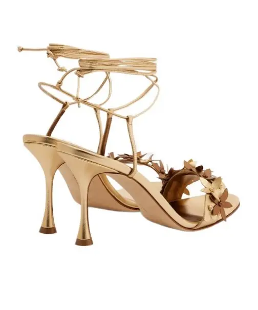 Manolo Blahnik Floral-appliqué Leather Sandals