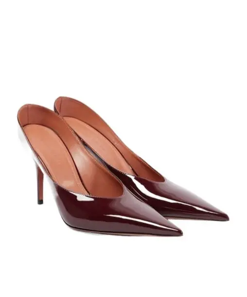 Amina Muaddi Patent Leather Mules