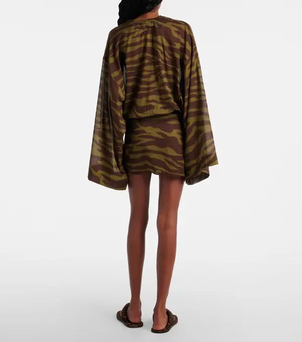Attico Zebra-print Cotton Muslin Minidress