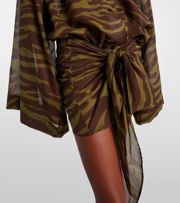 Attico Zebra-print Cotton Muslin Minidress